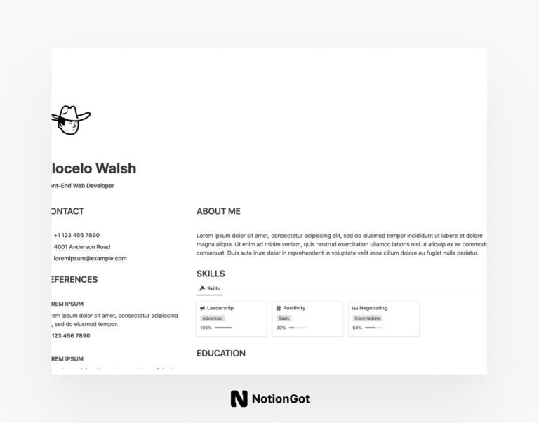 20+ Notion Resume Templates for Job Seekers (FREE) - Best Notion ...