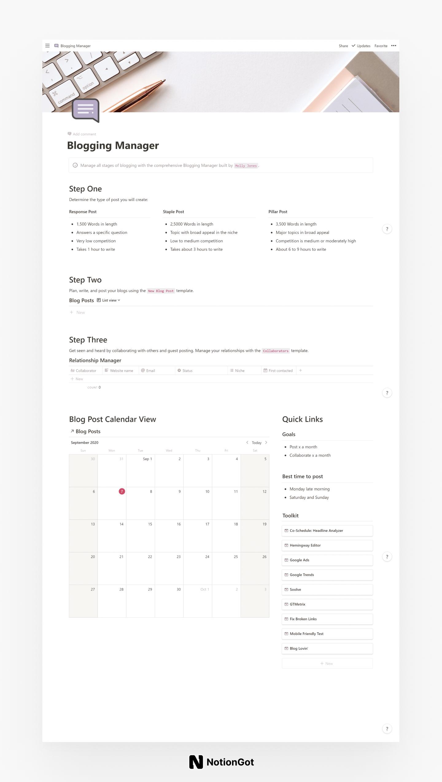 10+ Top Content Creators & Planning Notion Templates - Best Notion ...