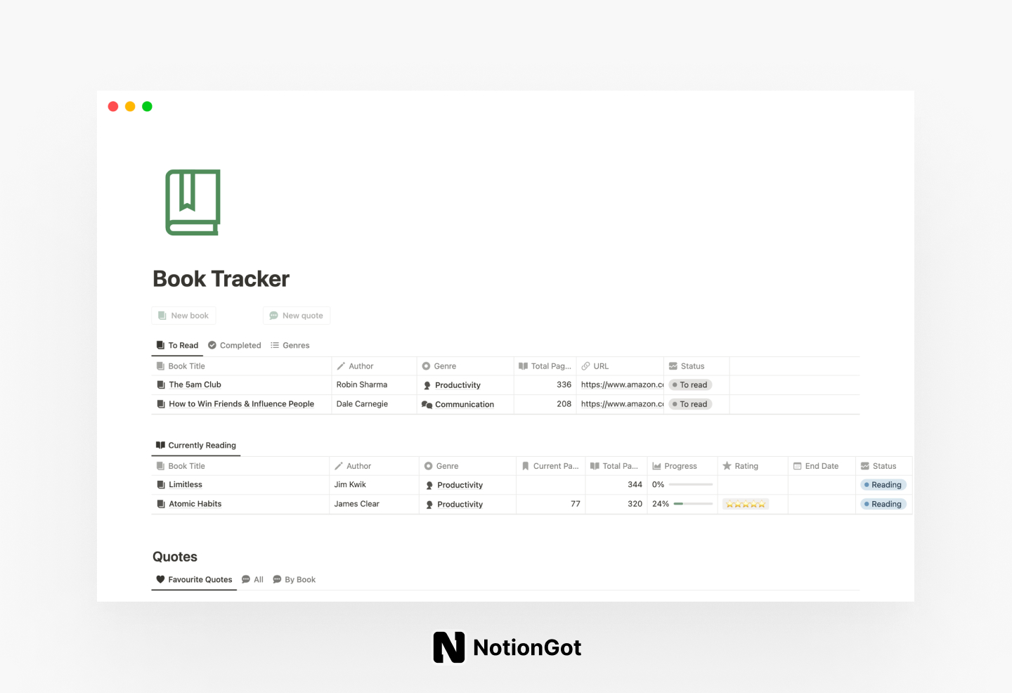 10+ Best and Free Notion Templates for Book Lovers and Reading List