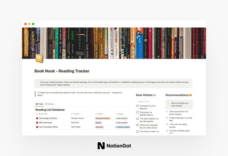 10+ Best and Free Notion Templates for Book Lovers and Reading List