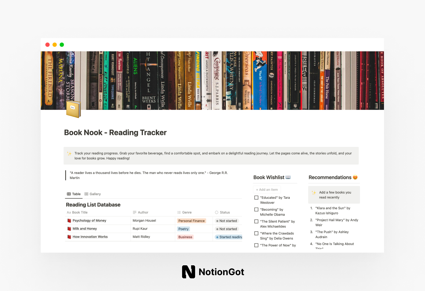 10+ Best and Free Notion Templates for Book Lovers and Reading List