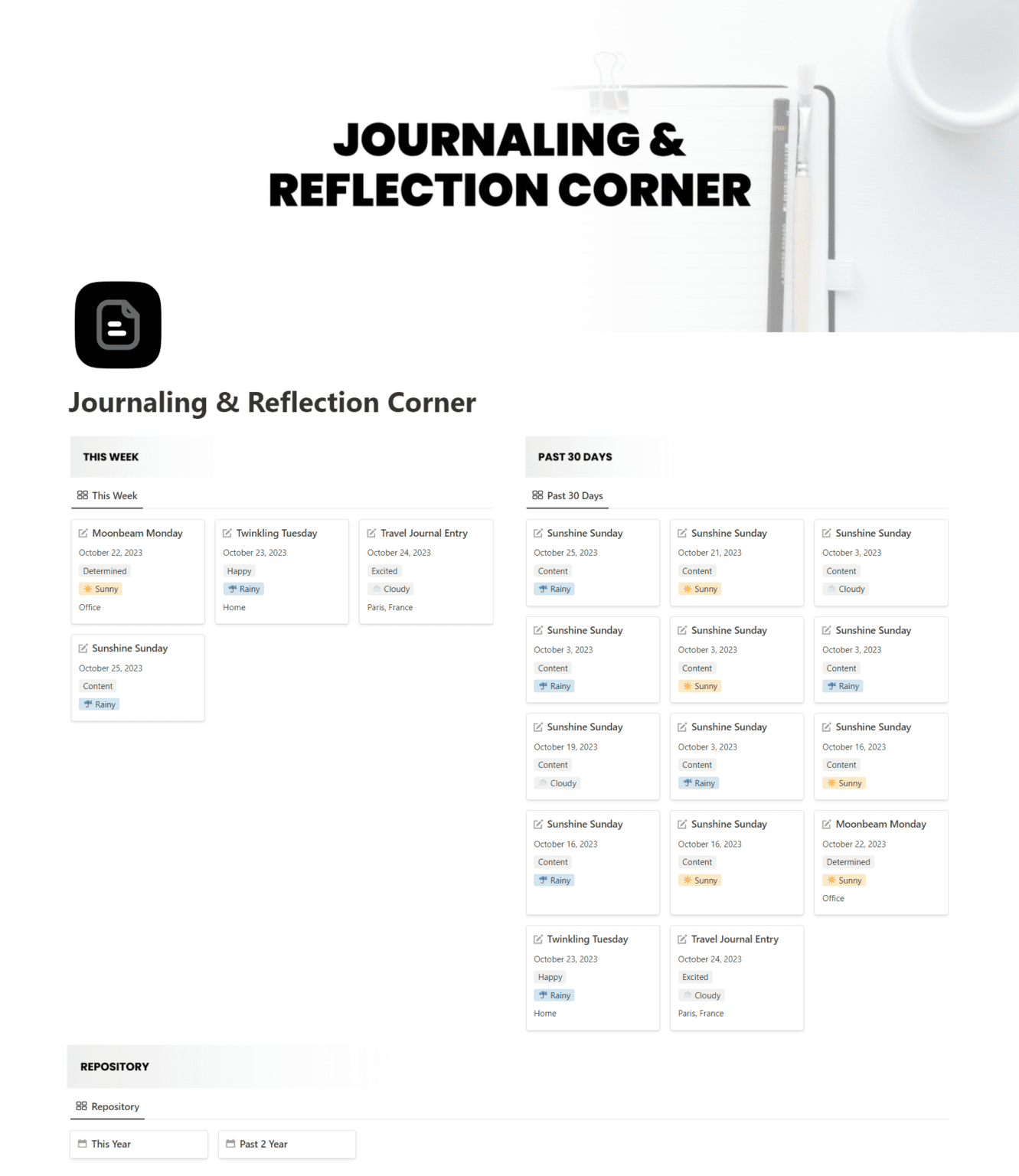 Free Journaling & Reflection Notion Template - Best Notion Templates ...