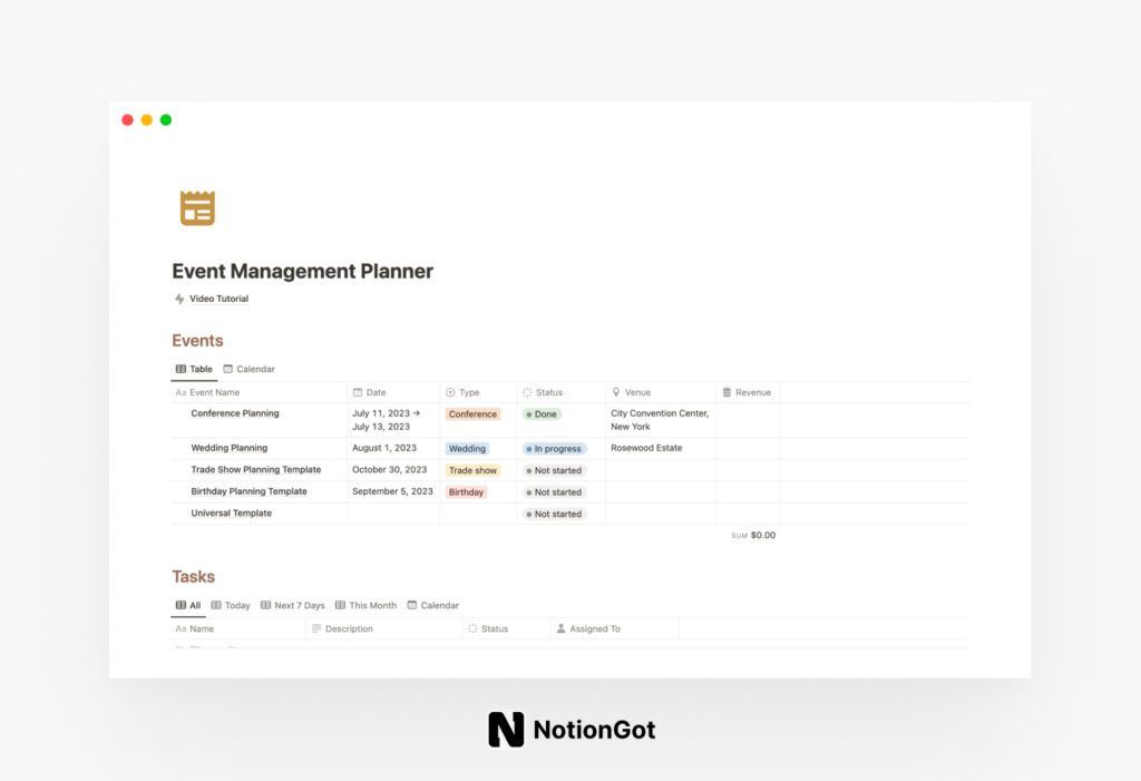 20+ Notion Templates for Event Planning - Best Notion Templates For ...