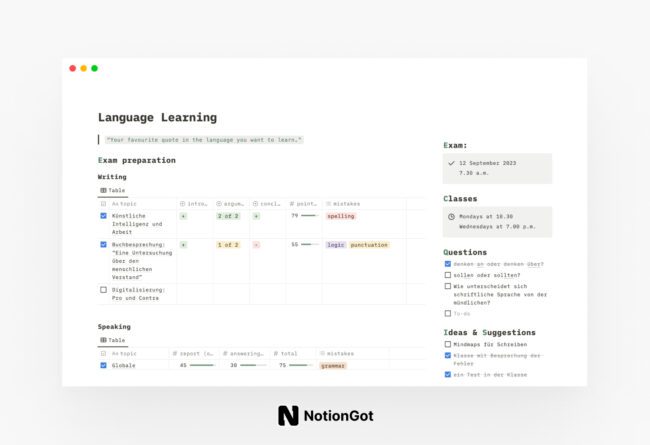 10+ Notion Templates for Language Learning - Best Notion Templates For ...