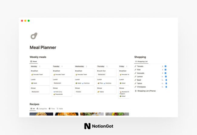 10+ Notion Templates for Meal Planning - Best Notion Templates For ...