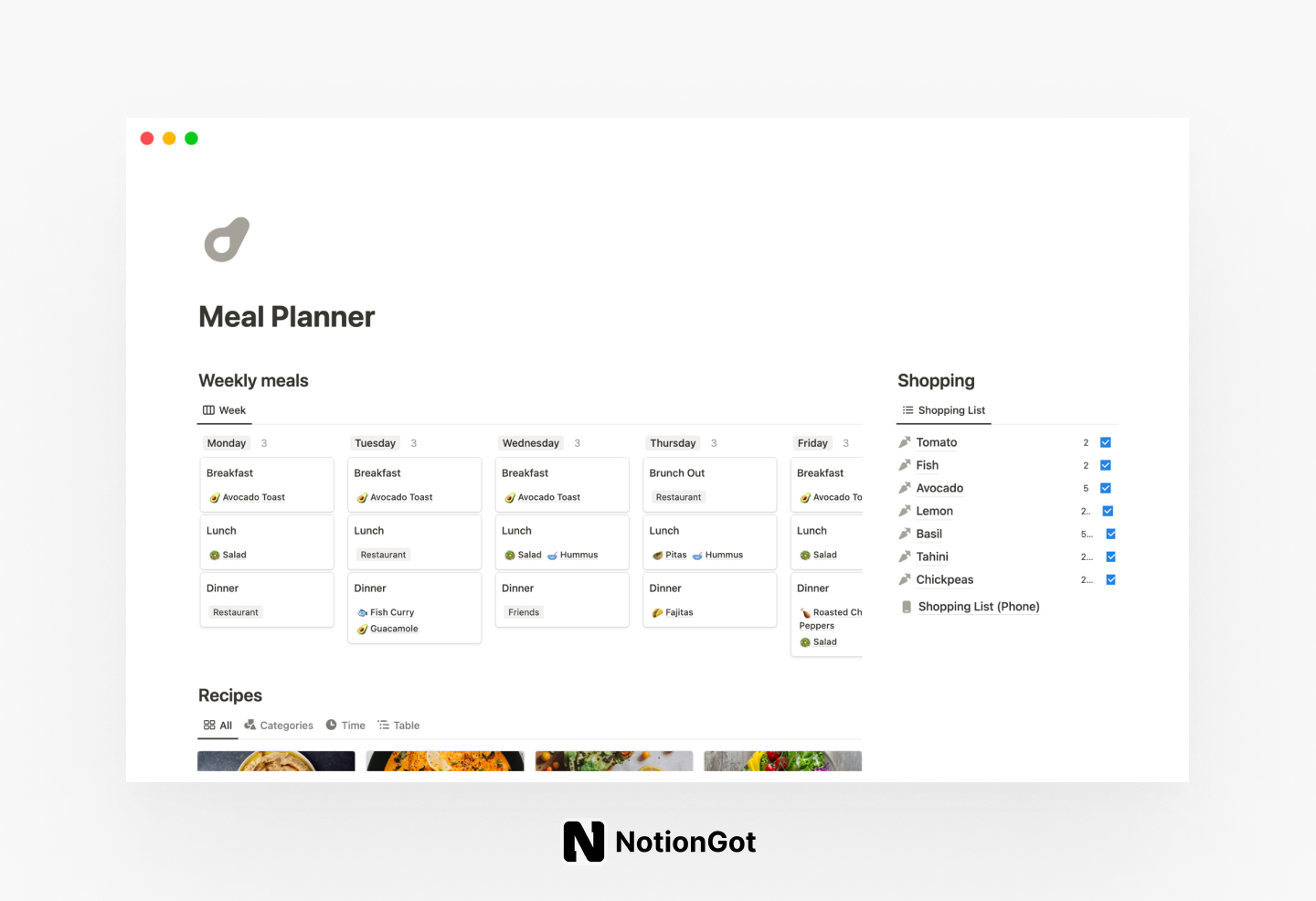 10+ Notion Templates for Meal Planning - Best Notion Templates For ...
