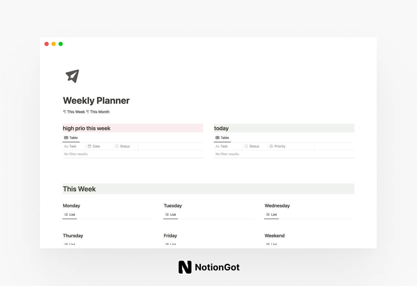 10+ Notion Templates for Weekly Planning - Best Notion Templates For ...