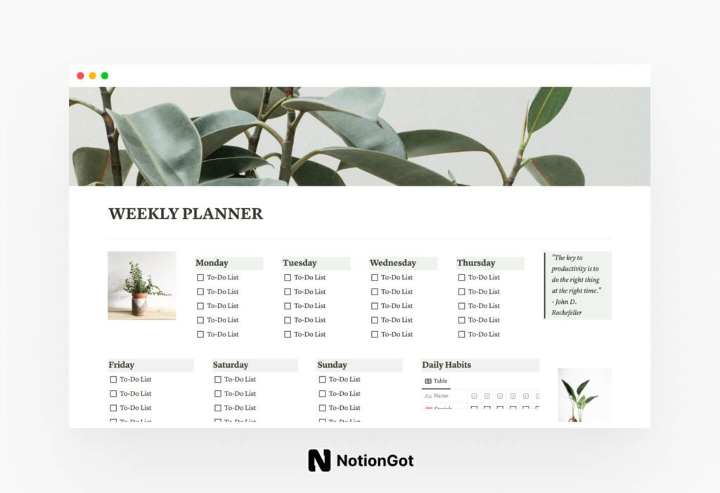 10+ Notion Templates for Weekly Planning - Best Notion Templates For ...