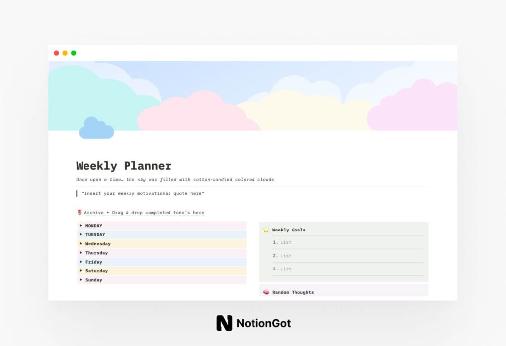 10+ Notion Templates for Weekly Planning - Best Notion Templates For ...