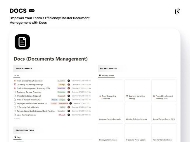 Notion Docs - Free Notion Document Management - Best Notion Templates ...
