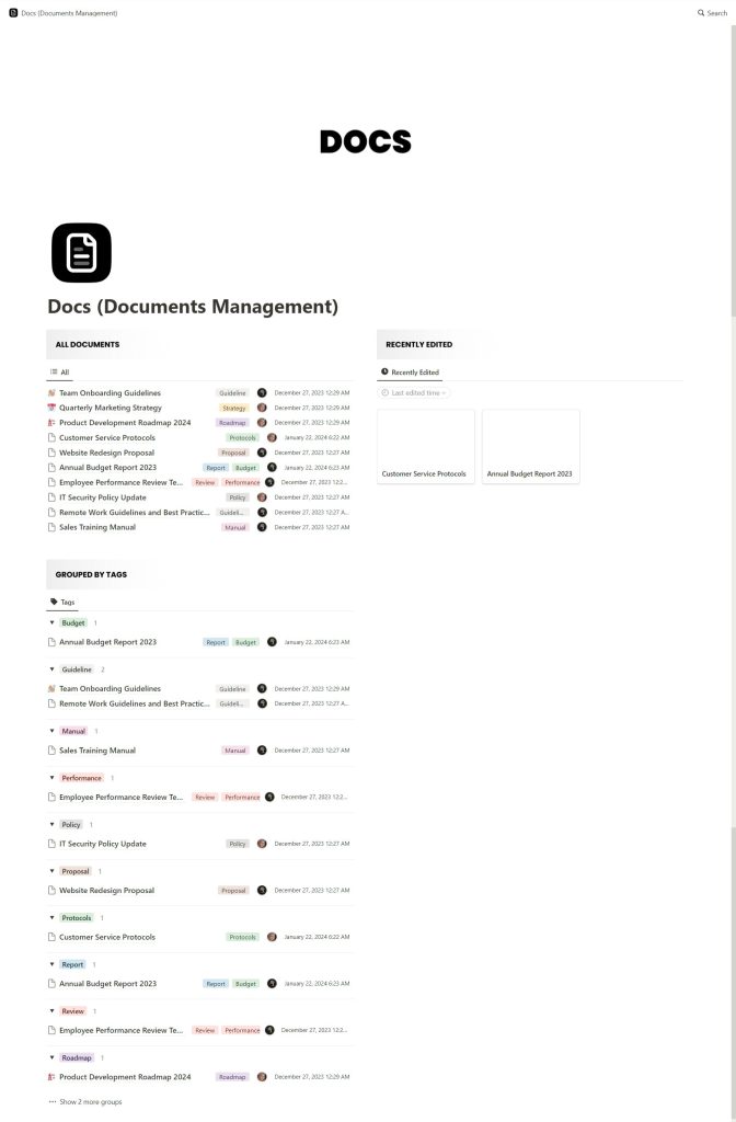 Notion Docs - Free Notion Document Management - Best Notion Templates ...