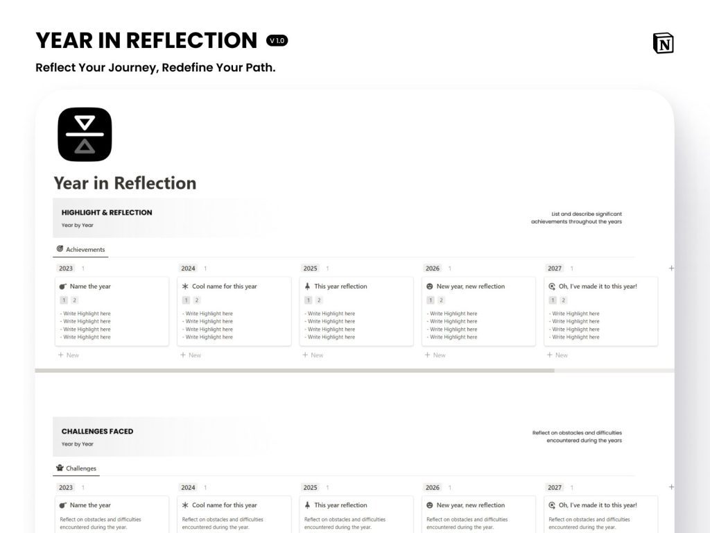 Free Notion Year in Reflection Template - Yearly Review - Best Notion ...