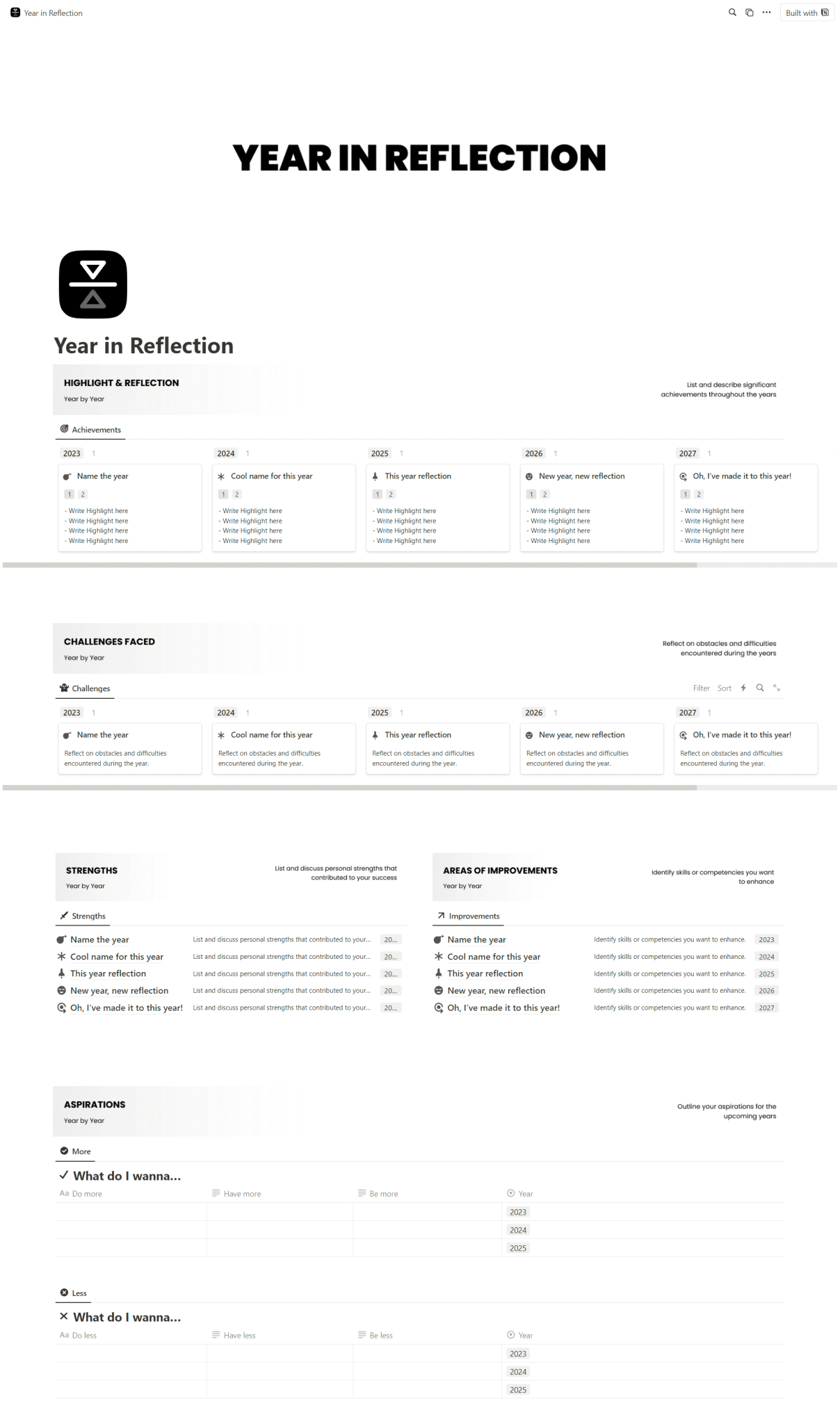 Free Notion Year in Reflection Template - Yearly Review - Best Notion ...