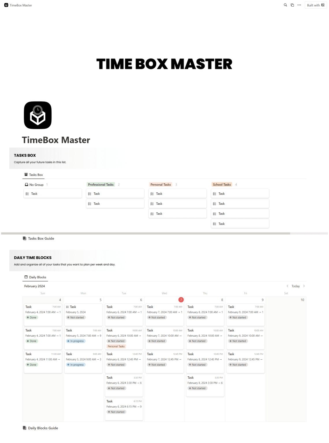 Free TimeBox Master (Weekly/Daily Timeboxing) Template for Notion ...