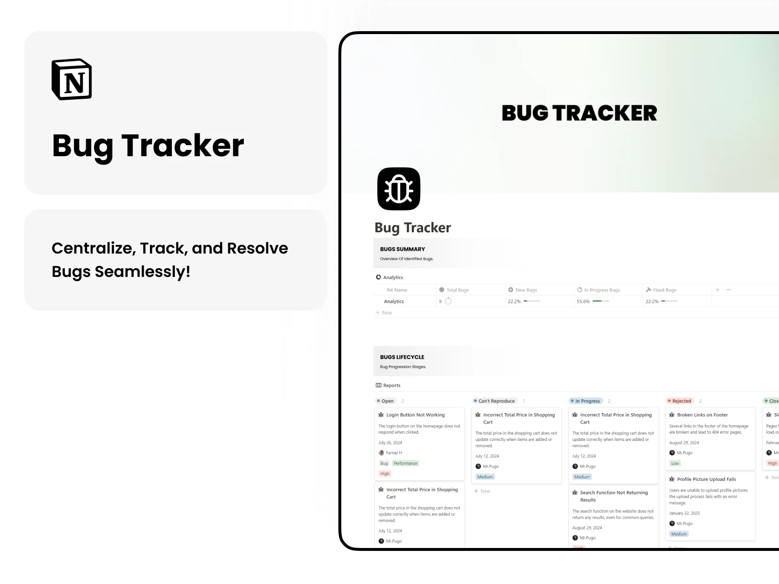 Free Notion Bug Tracking Template - Best Notion Templates For Everyone ...