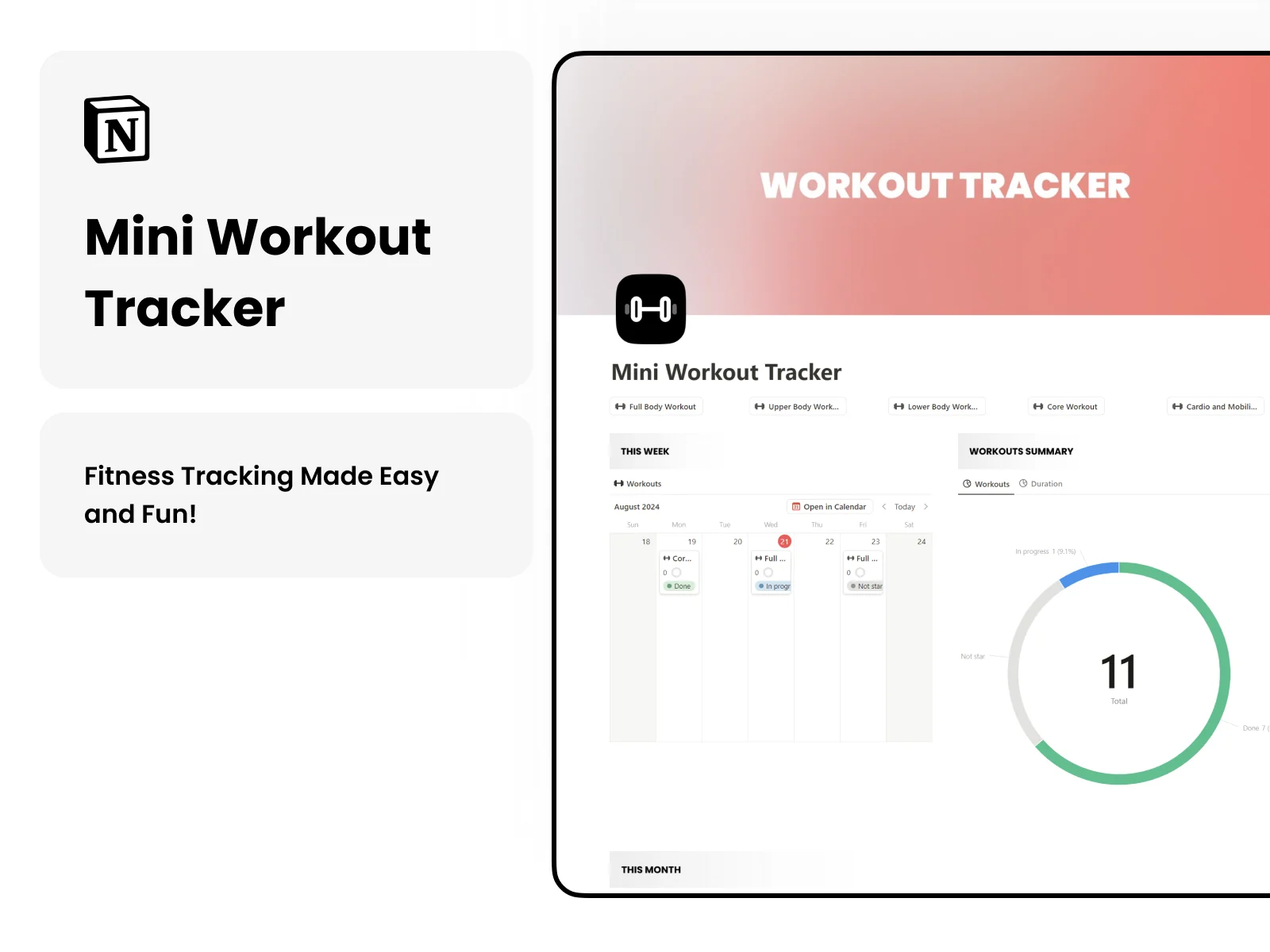 Free Mini Workout Tracker and Visualizer for Notion - Best Notion ...