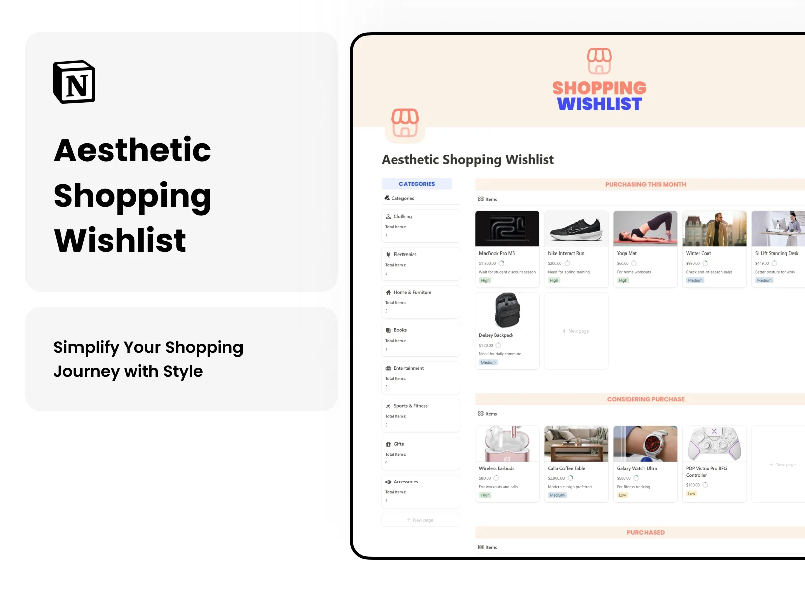 Free Aesthetic Shopping Wishlist Template for Notion - Best Notion ...