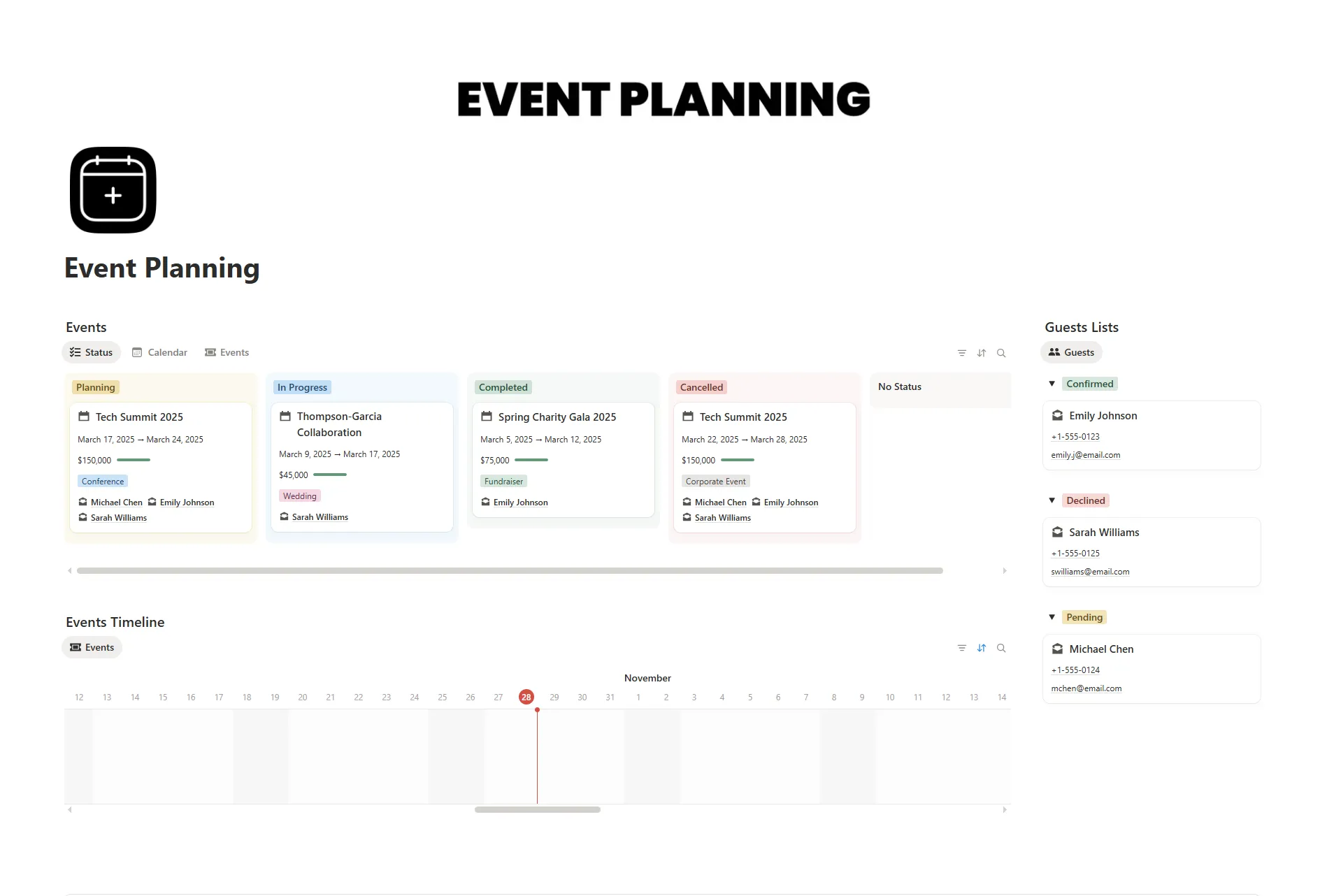 Free Event Planning Template For Notion - Best Notion Templates For ...