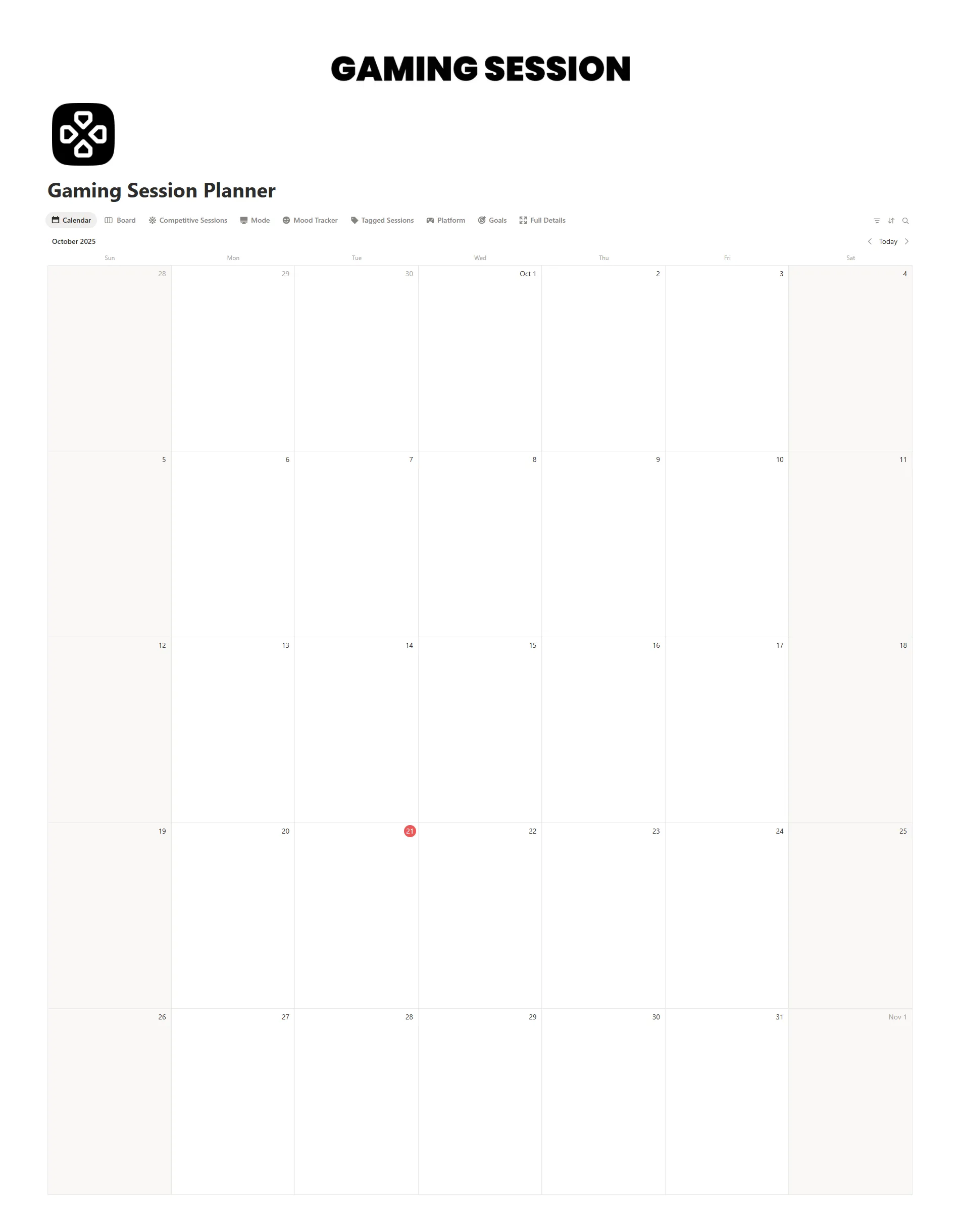 Free Gaming Session Planner Template For Notion - Best Notion Templates ...