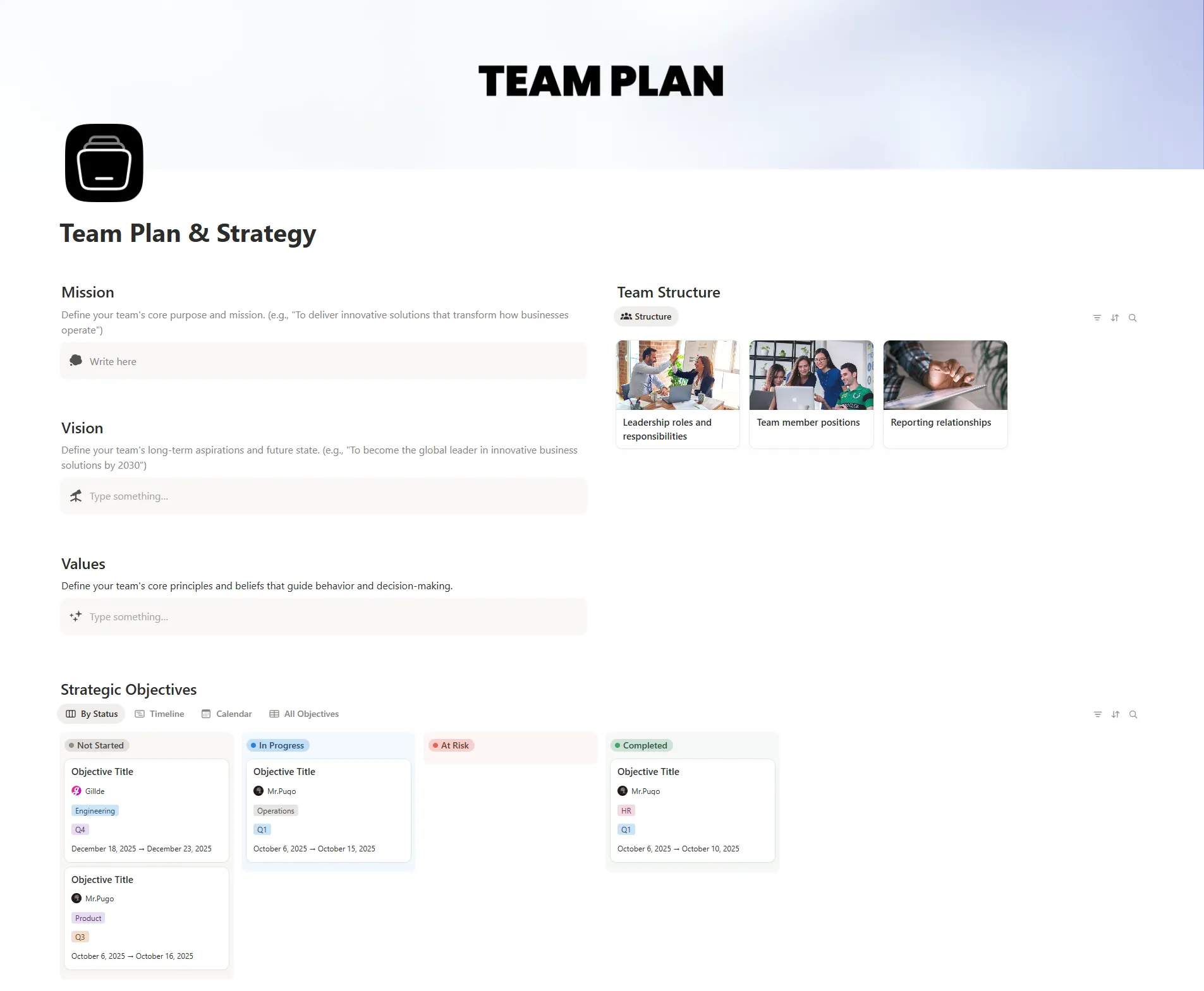 Free Team Plan & Strategy Tracker Template For Notion - Best Notion ...