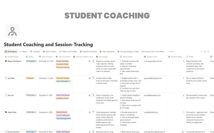 Free Student Coaching and Session-Tracking For Notion - Best Notion ...