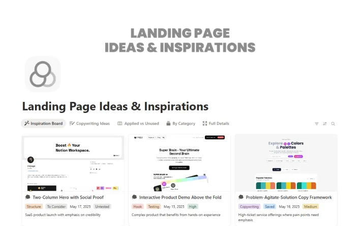 Free Landing Page Ideas & Inspirations For Notion - Best Notion ...